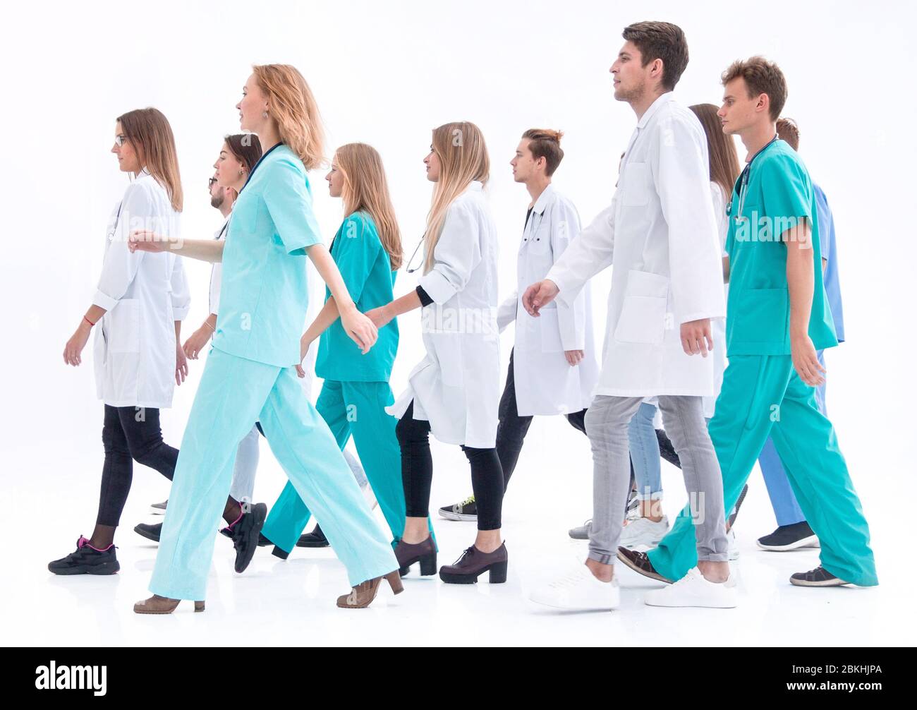 large group of paramedics striding forward. photo with copy-space Stock ...