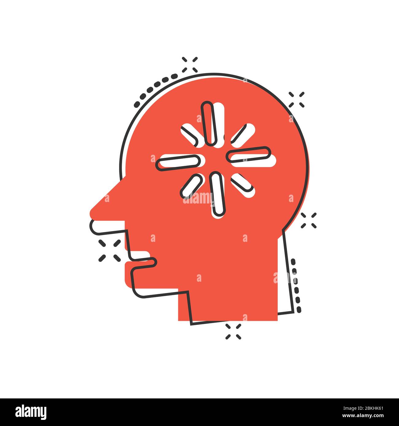 Mind awareness icon in comic style. Idea human cartoon vector ...