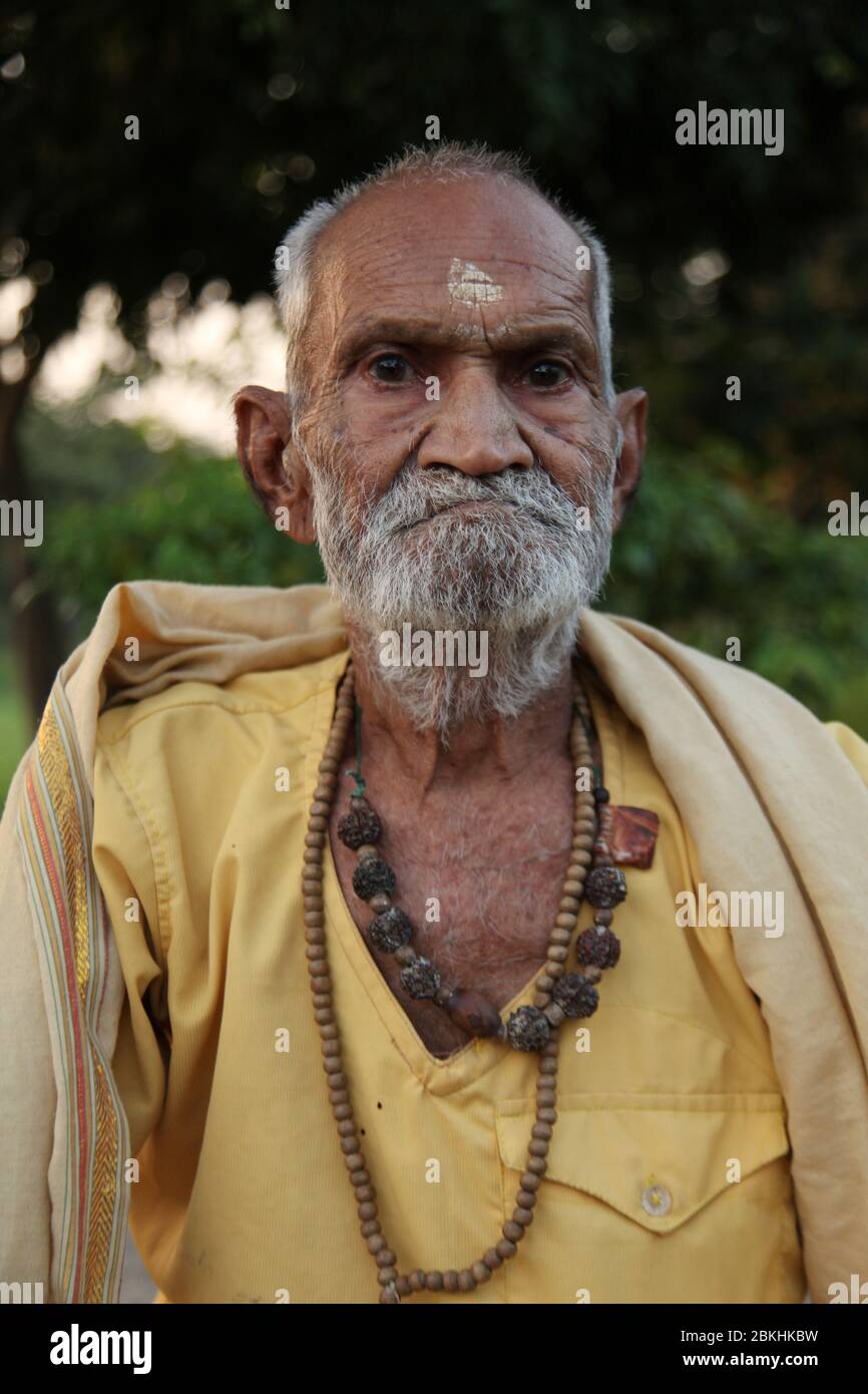 Indian Baba Swami Sadhu Holyman Saddhu in front of temple Haridwar ...