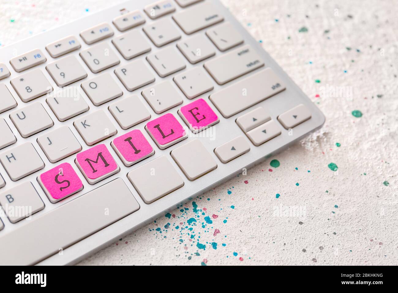 PC keyboard with word SMILE on keys Stock Photo - Alamy