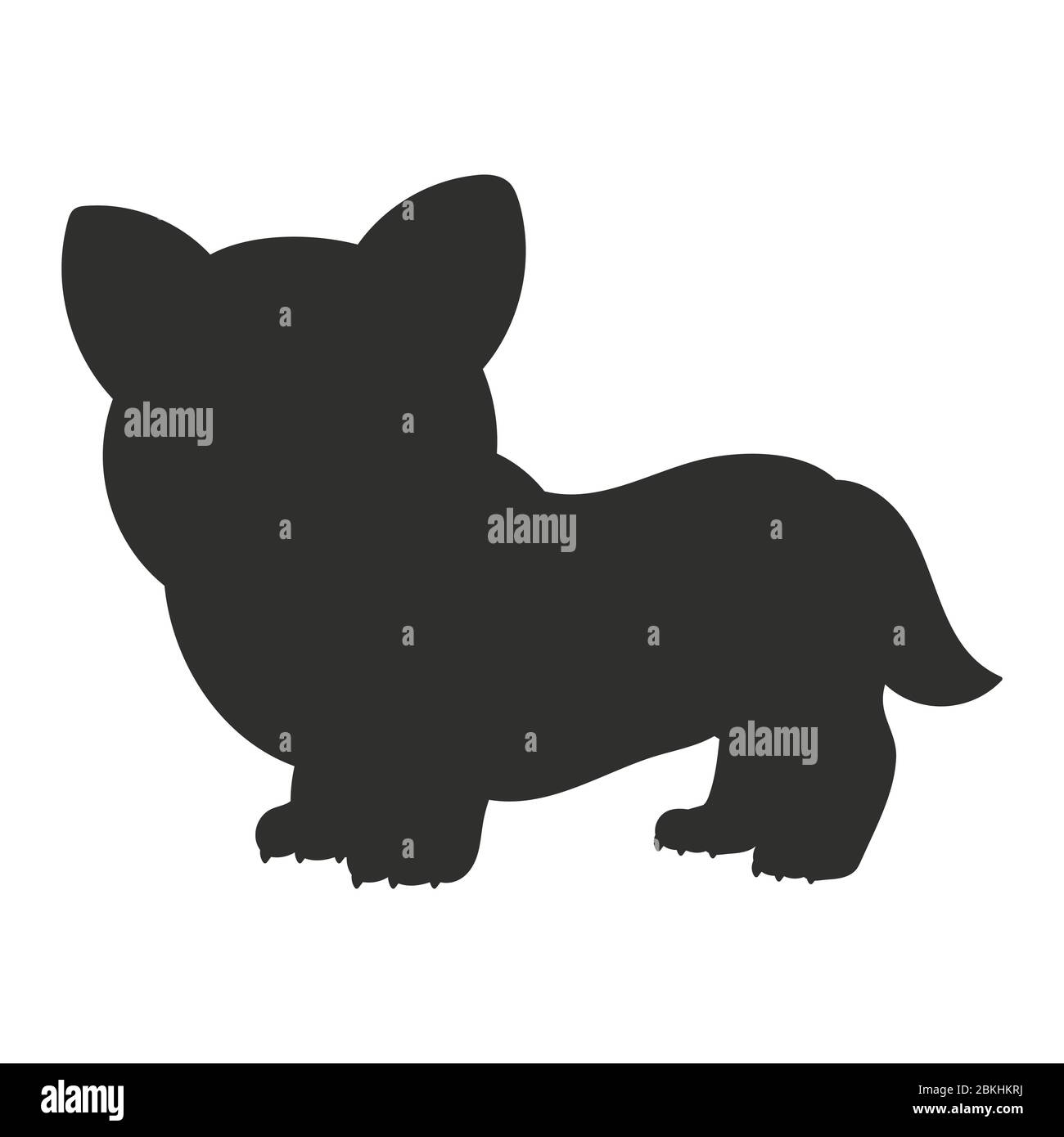 Black silhouette. Adorable Corgi. Vector illustration isolated on white ...