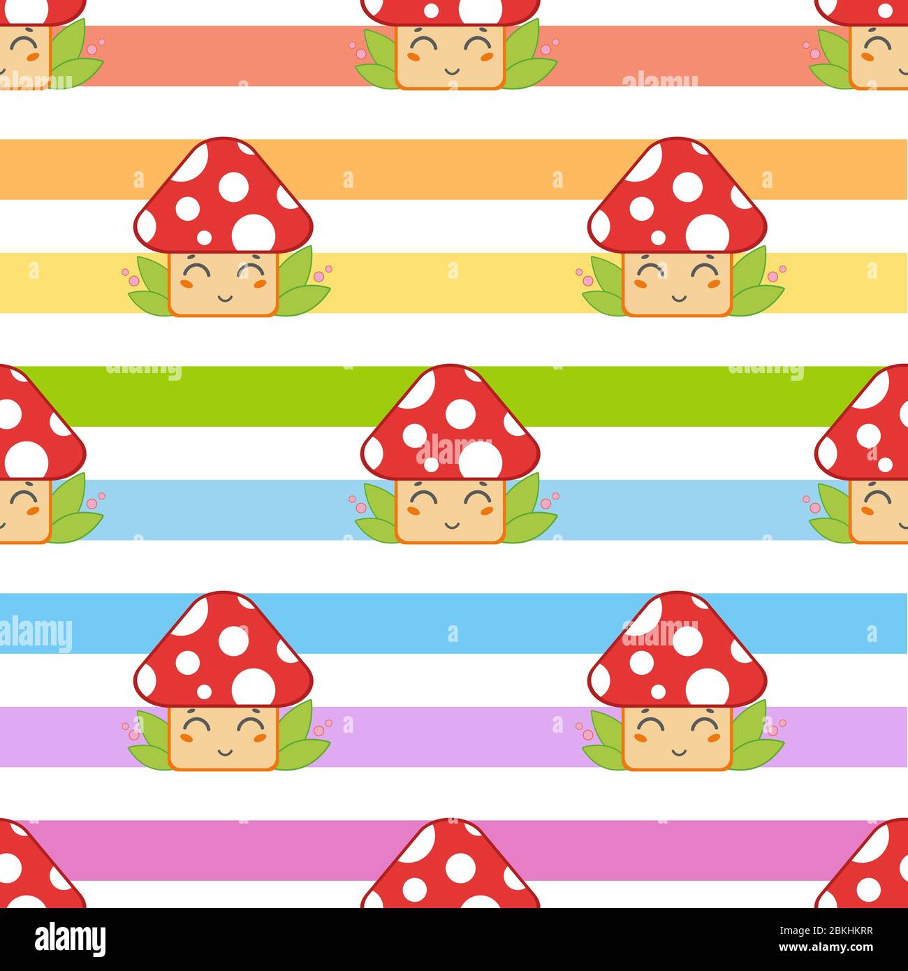 Colored seamless pattern with cute cartoon character. Simple flat ...