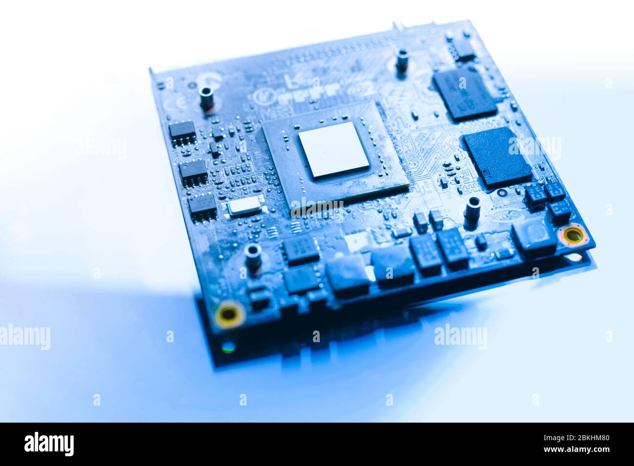 Close-up and selected focus. Microprocessor on pc motherboard on white ...