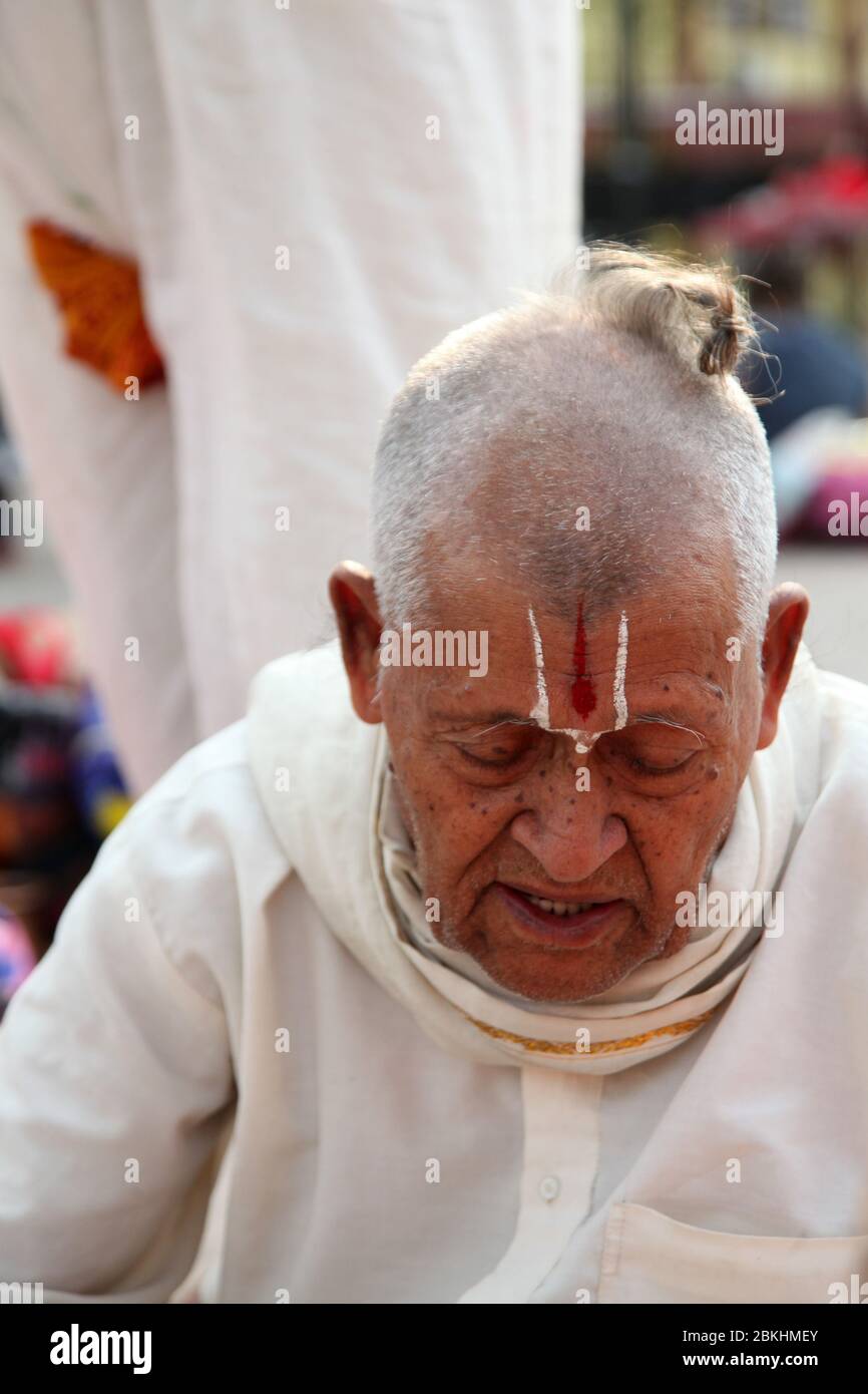 Indian Baba Swami Sadhu Holyman Saddhu in front of temple Haridwar ...