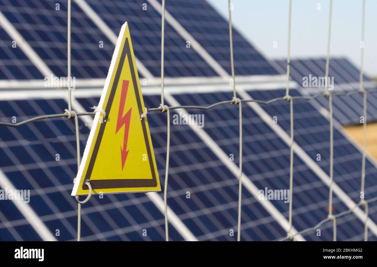 A power plant using renewable solar energy with the sun. solar panels ...