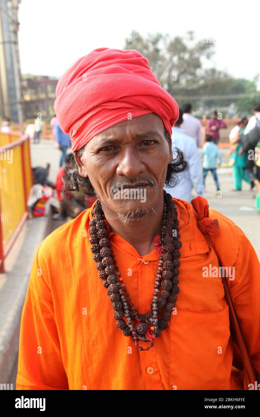 Indian Baba Swami Sadhu Holyman Saddhu in front of temple Haridwar ...