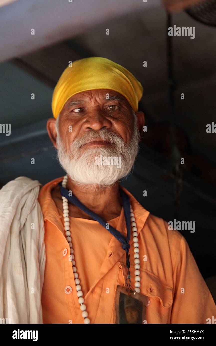 Indian Baba Swami Sadhu Holyman Saddhu in front of temple Haridwar ...