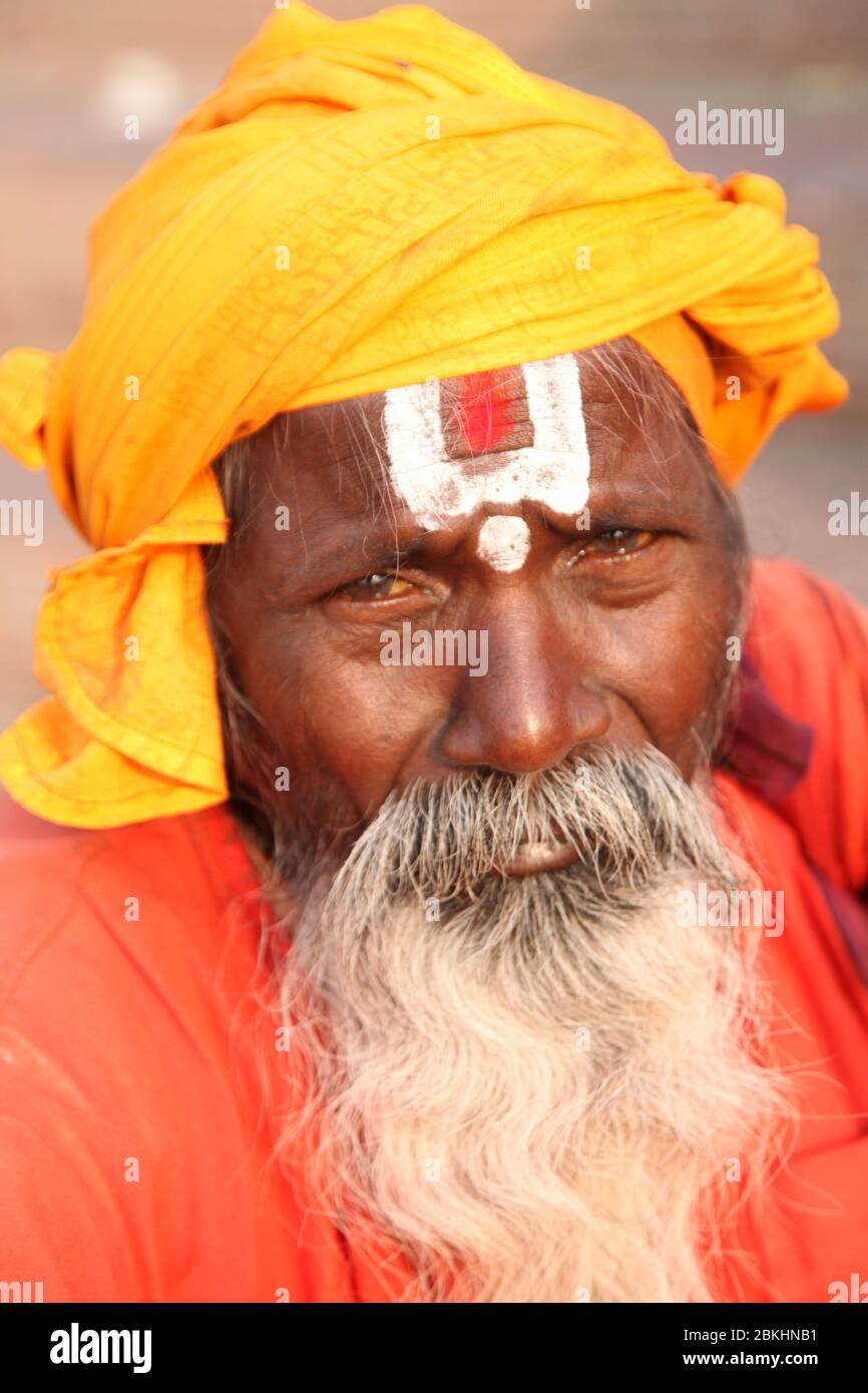 Indian Baba Swami Sadhu Holyman Saddhu in front of temple Haridwar ...