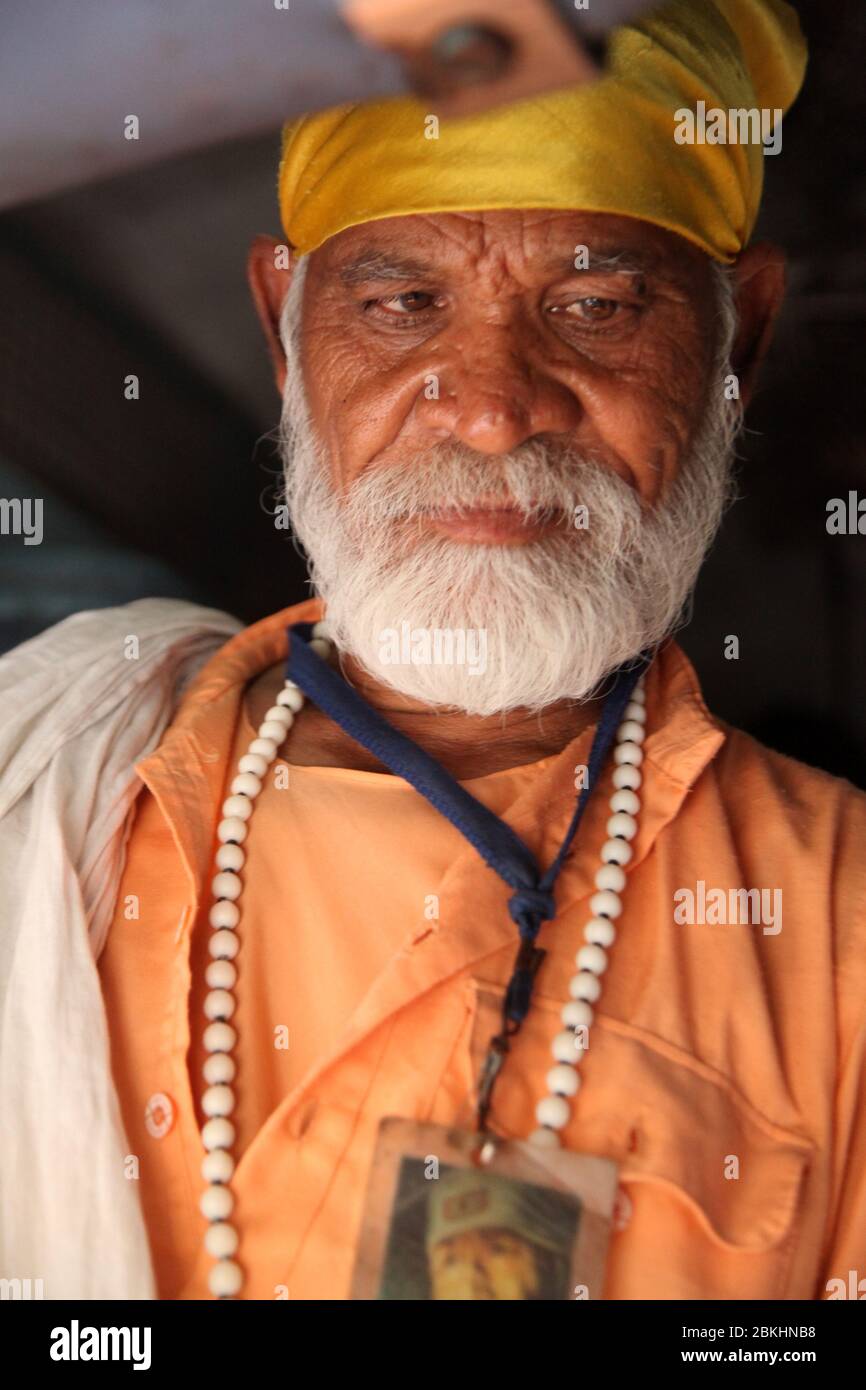 Indian Baba Swami Sadhu Holyman Saddhu in front of temple Haridwar ...
