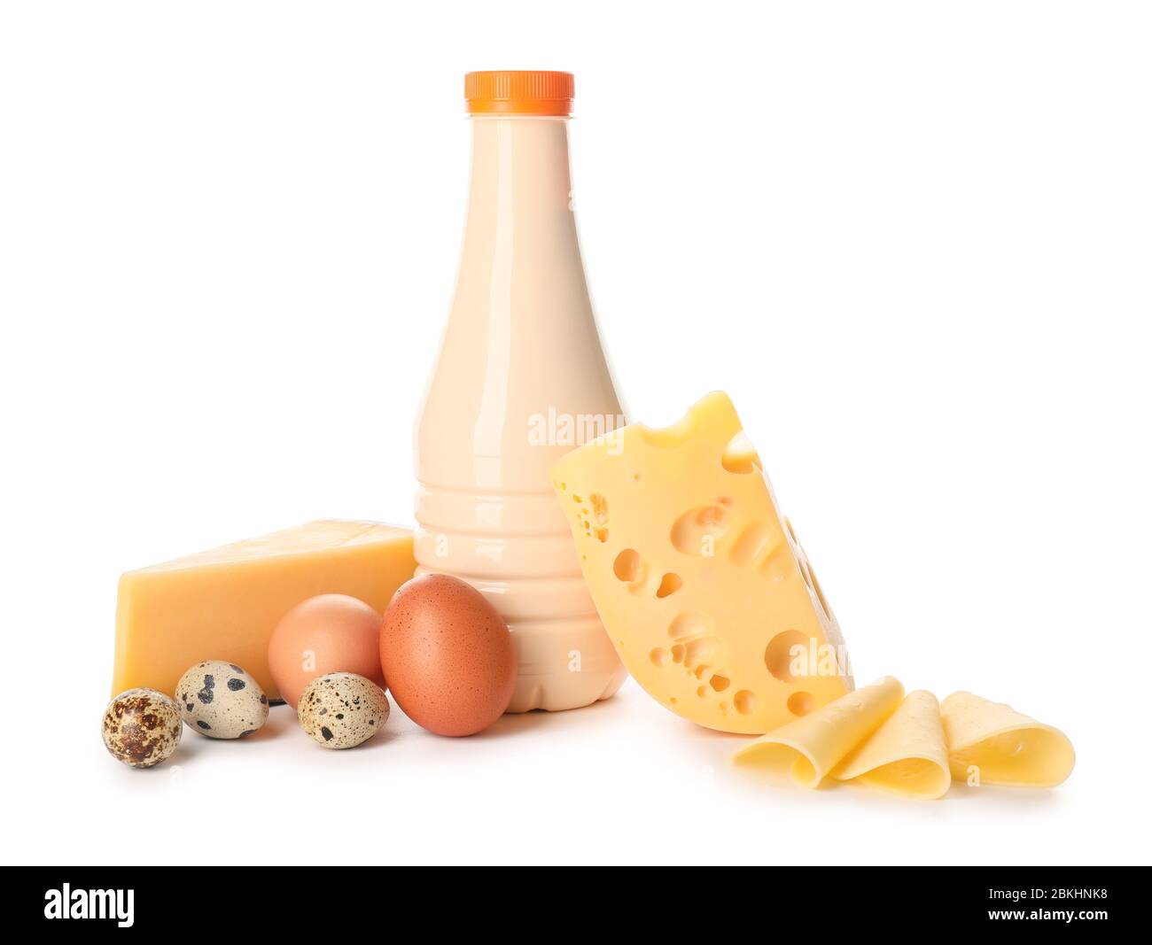 Different dairy products without lactose on white background Stock ...