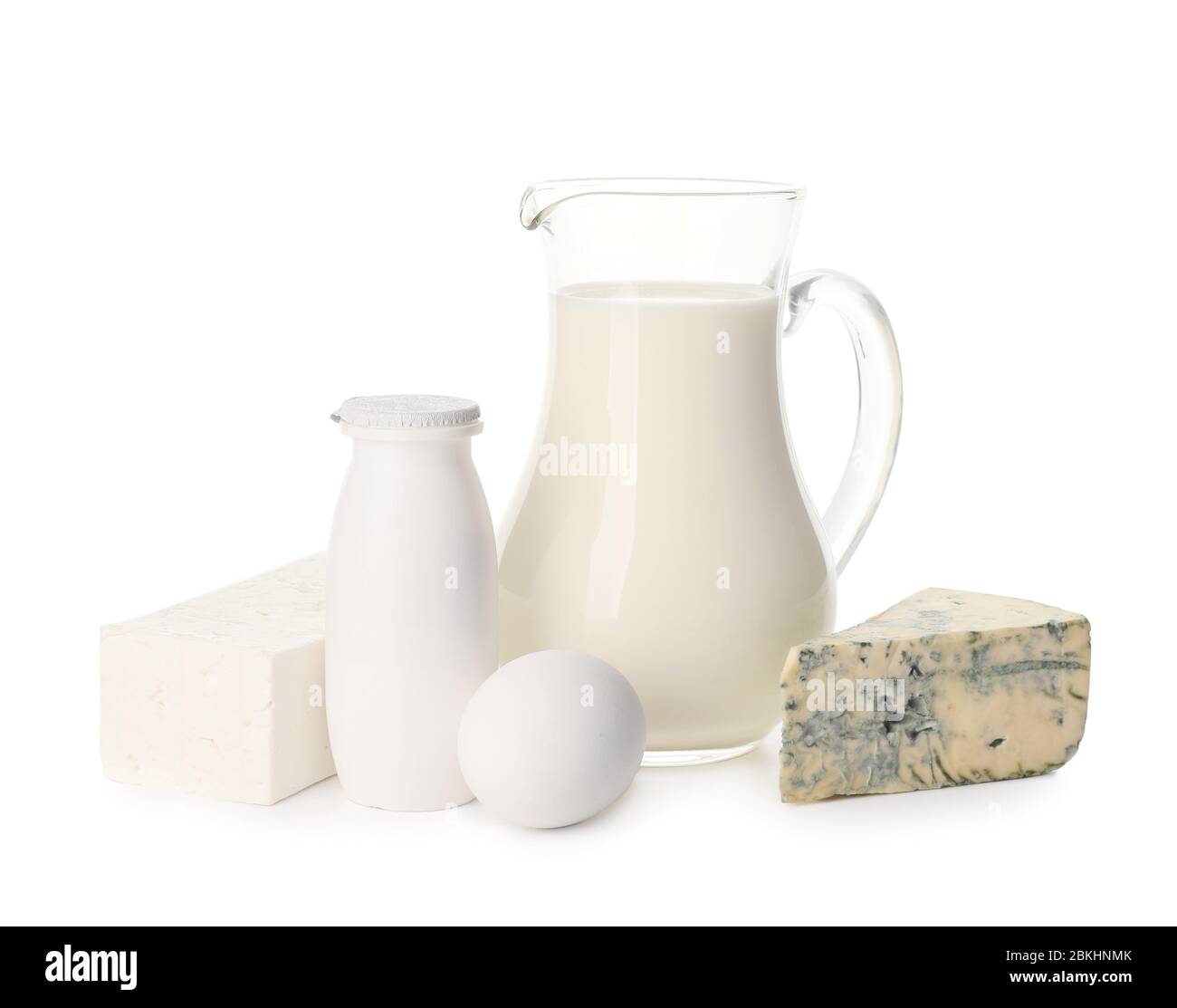 Different dairy products without lactose on white background Stock ...