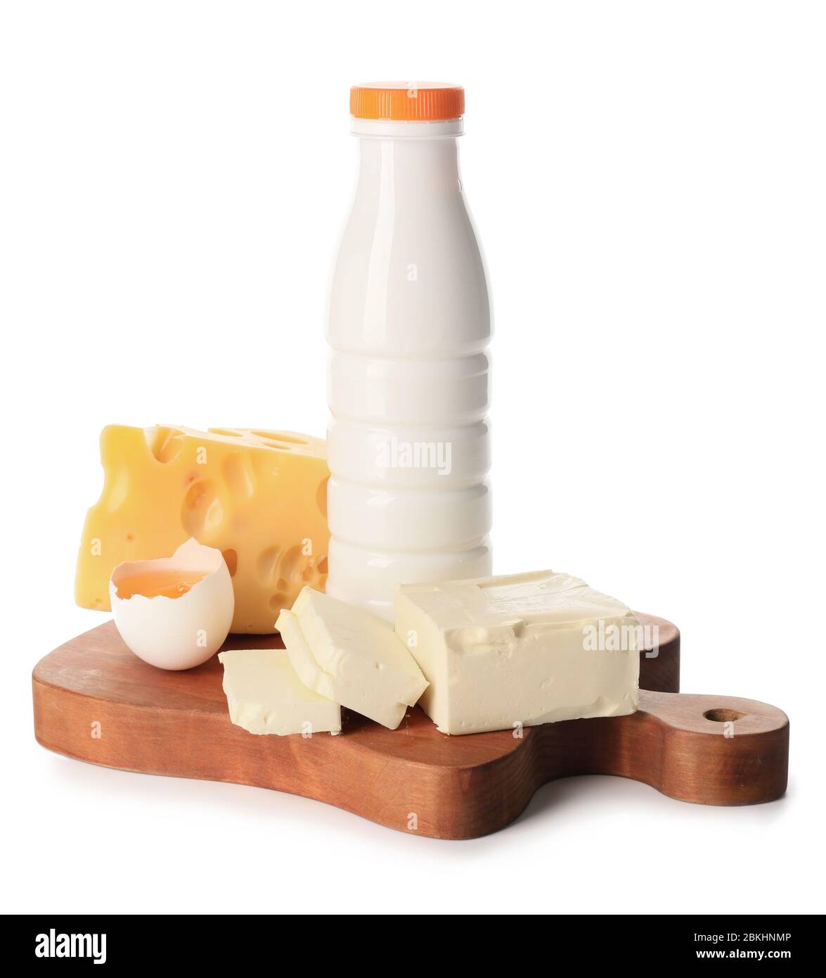 Different dairy products without lactose on white background Stock ...