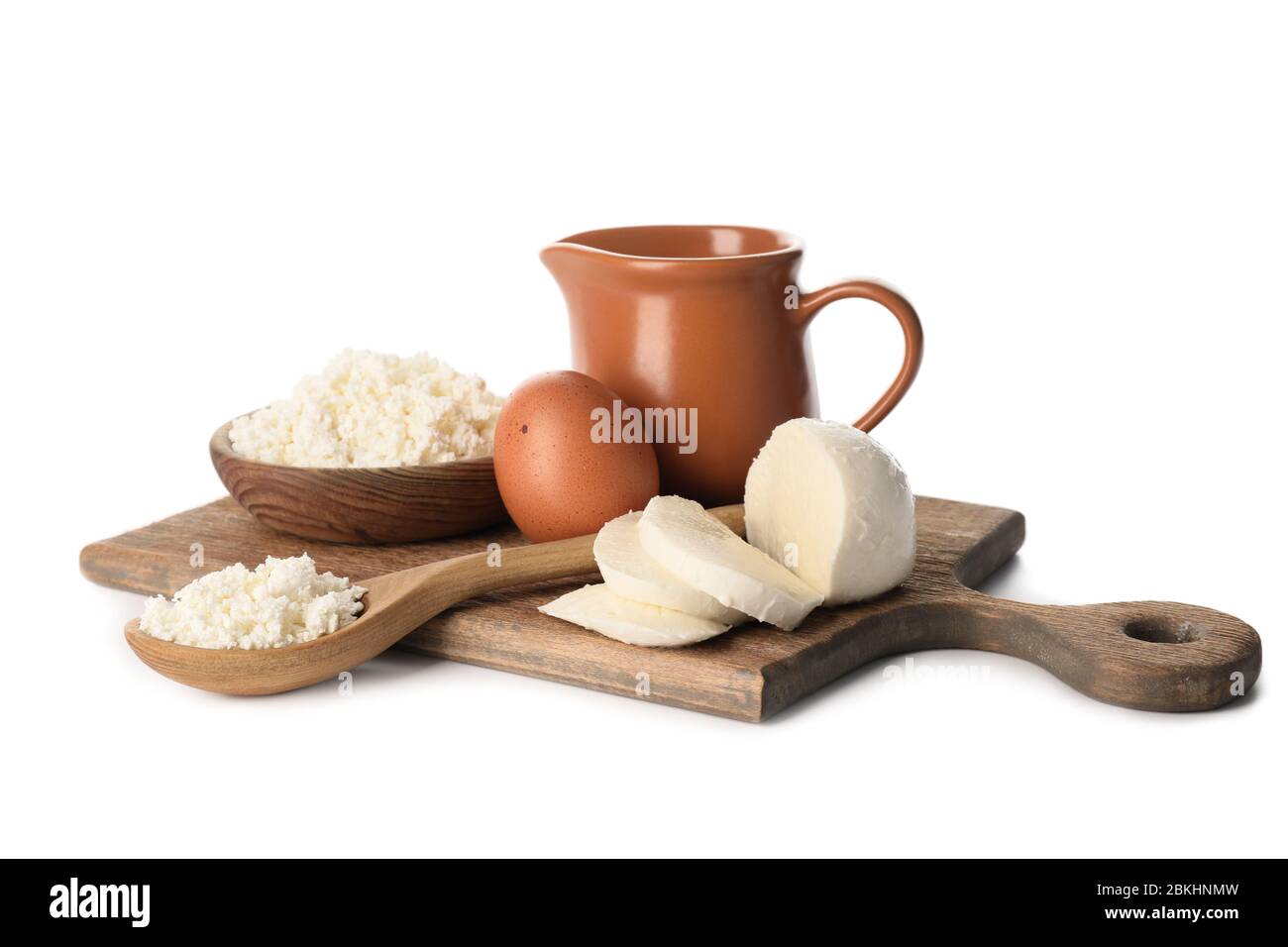 Different dairy products without lactose on white background Stock ...
