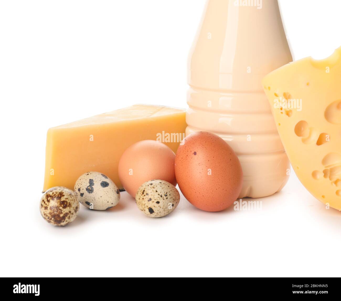 Different dairy products without lactose on white background Stock ...