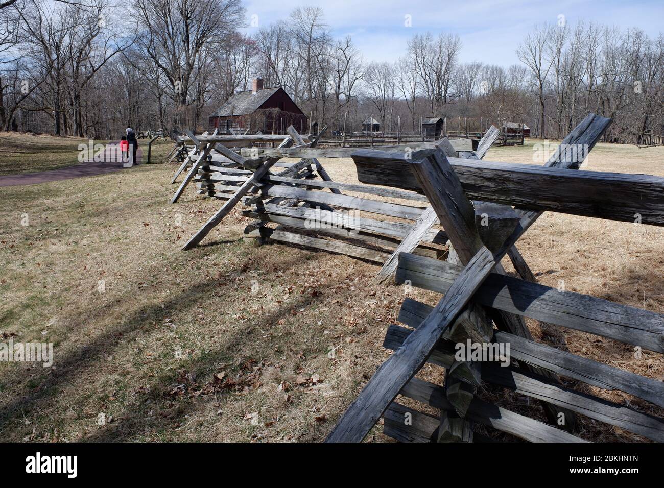 Wooden fences with Wick House and farm in the background in Jockey ...
