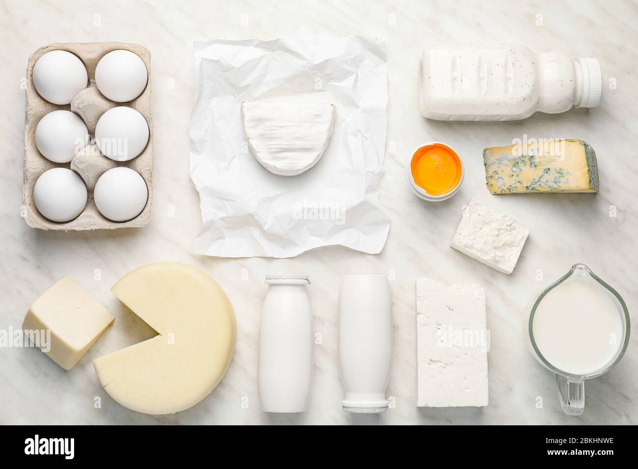 Different dairy products without lactose on light background Stock ...