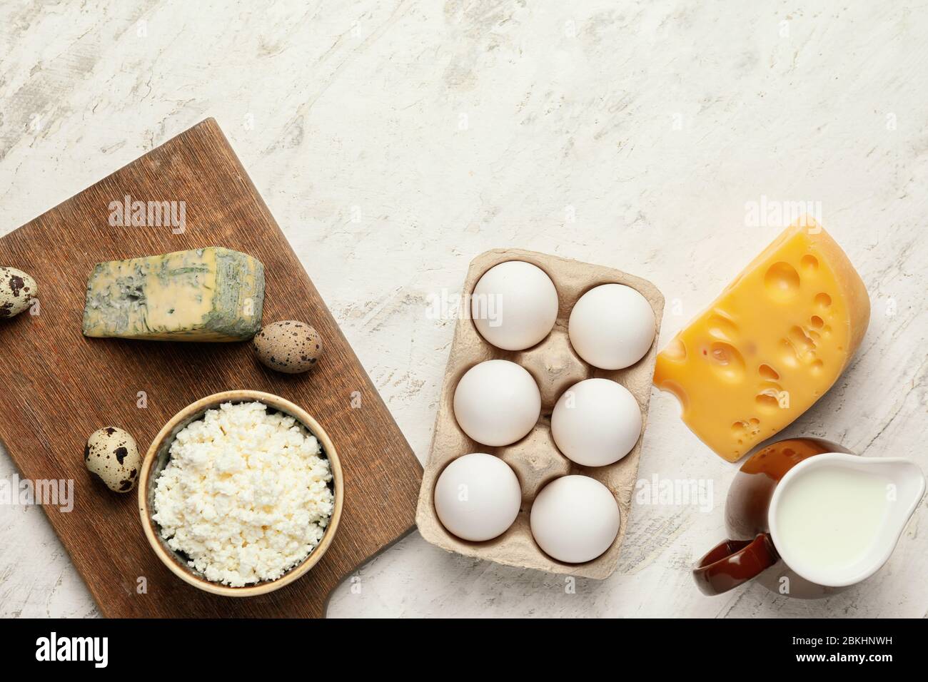 Different dairy products without lactose on light background Stock ...