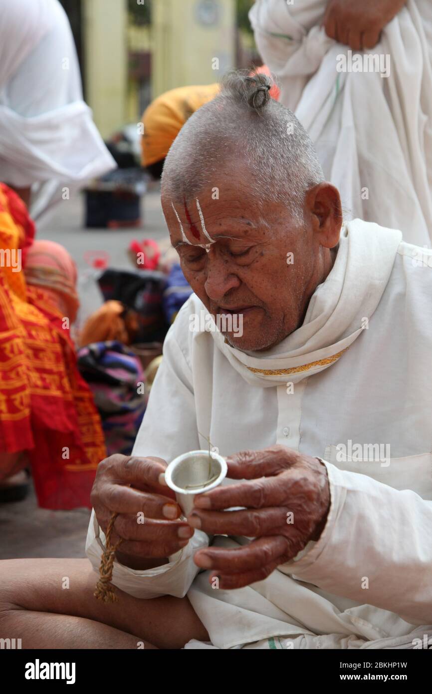 Indian Baba Swami Sadhu Holyman Saddhu in front of temple Haridwar ...
