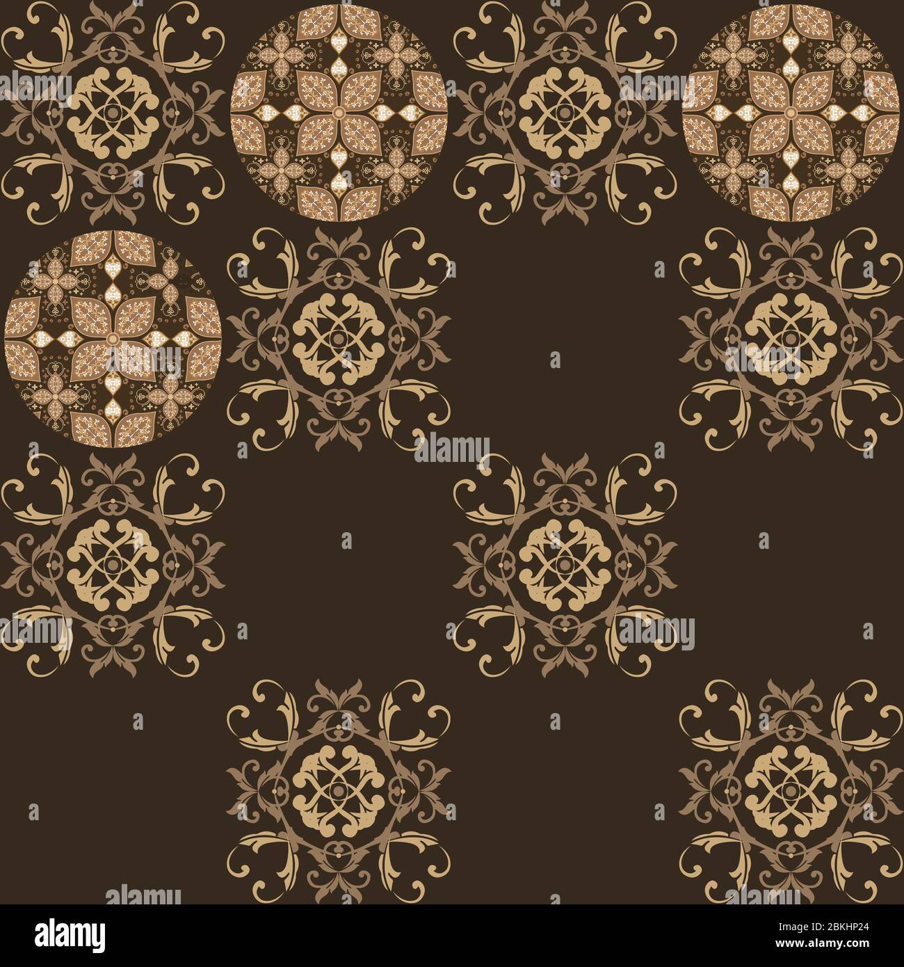 Beautiful circle pattern design on Javanese batik with dark brown color ...