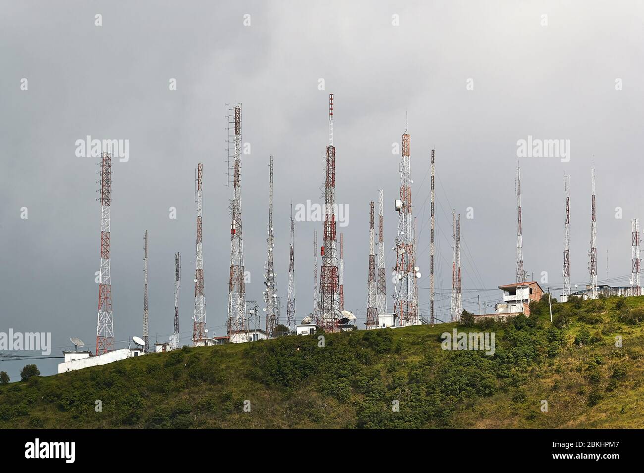 Transmitter towers on a hill Stock Photo - Alamy