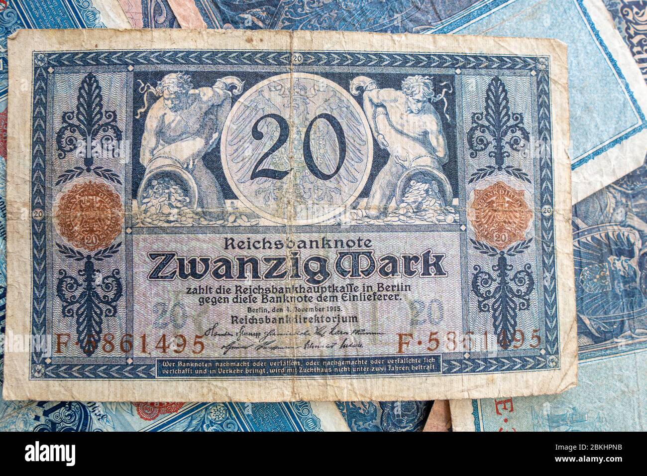 old historical German banknotes lie spread out on a table Stock Photo ...