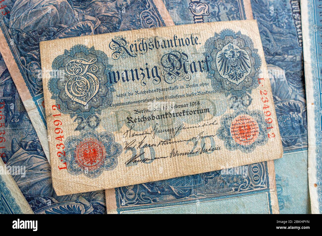 old historical German banknotes lie spread out on a table Stock Photo ...