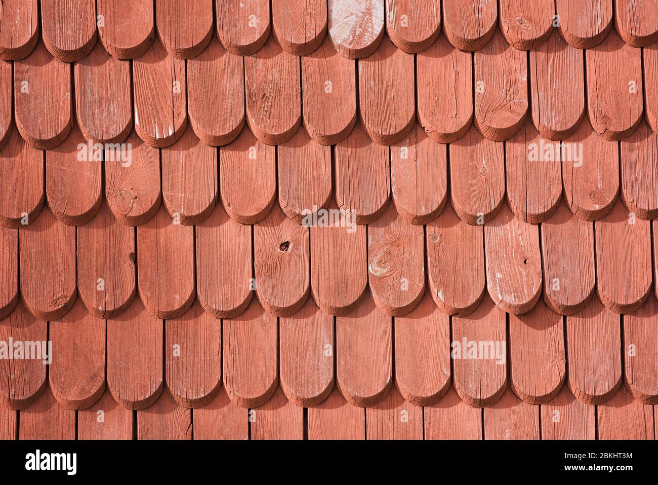 traditional wood texture tiles on a Swedish building in Sweden Stock ...