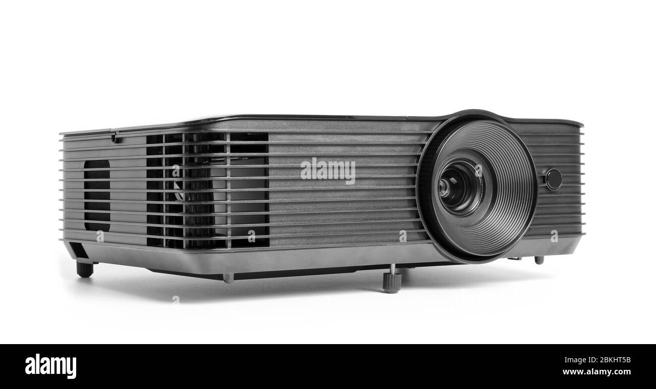 Modern video projector on white background Stock Photo - Alamy