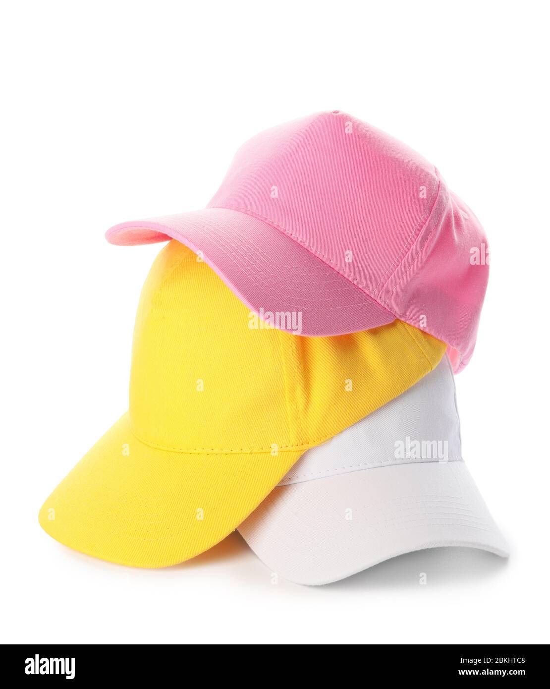 Blank caps on white background Stock Photo - Alamy
