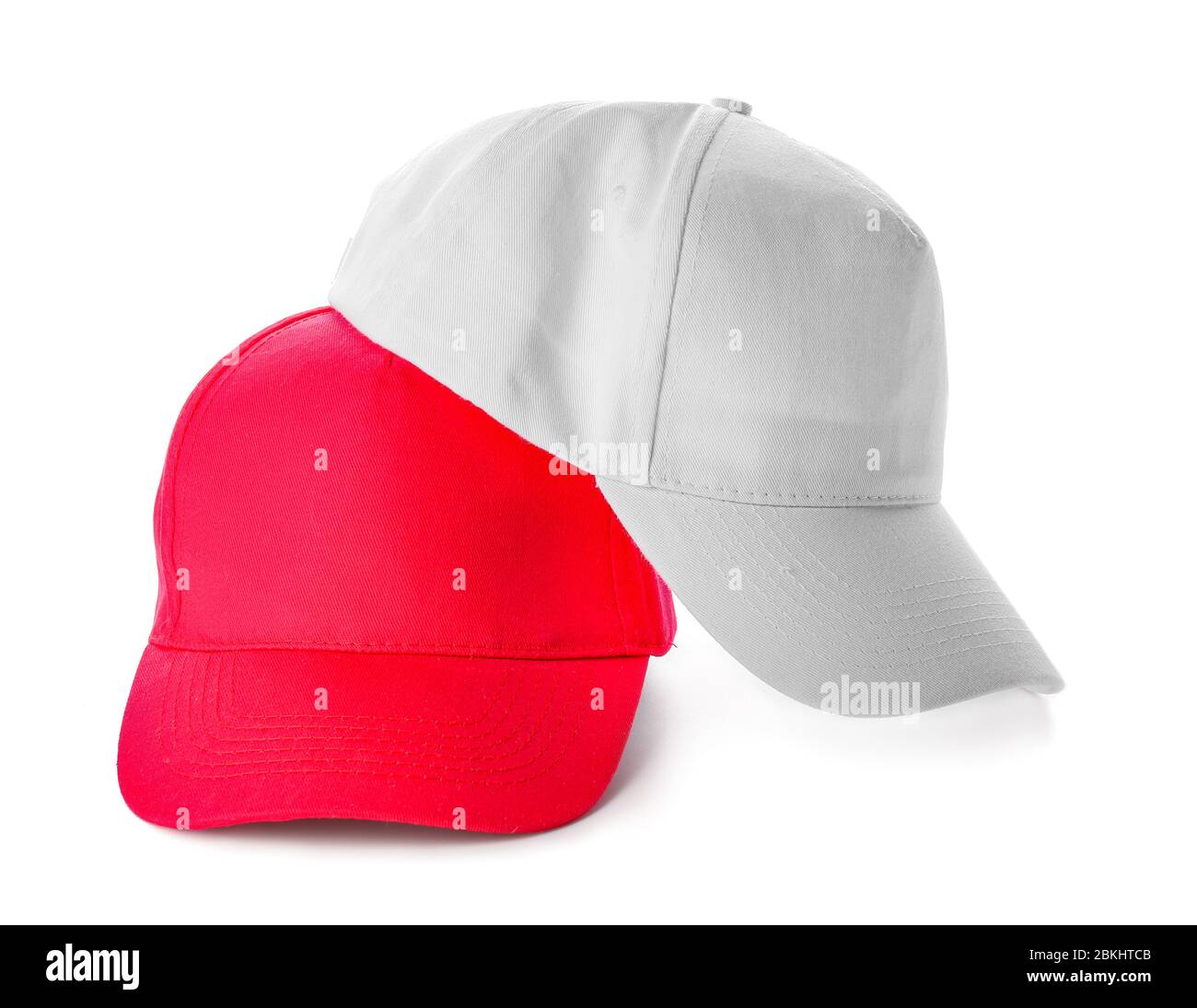 Blank caps on white background Stock Photo - Alamy