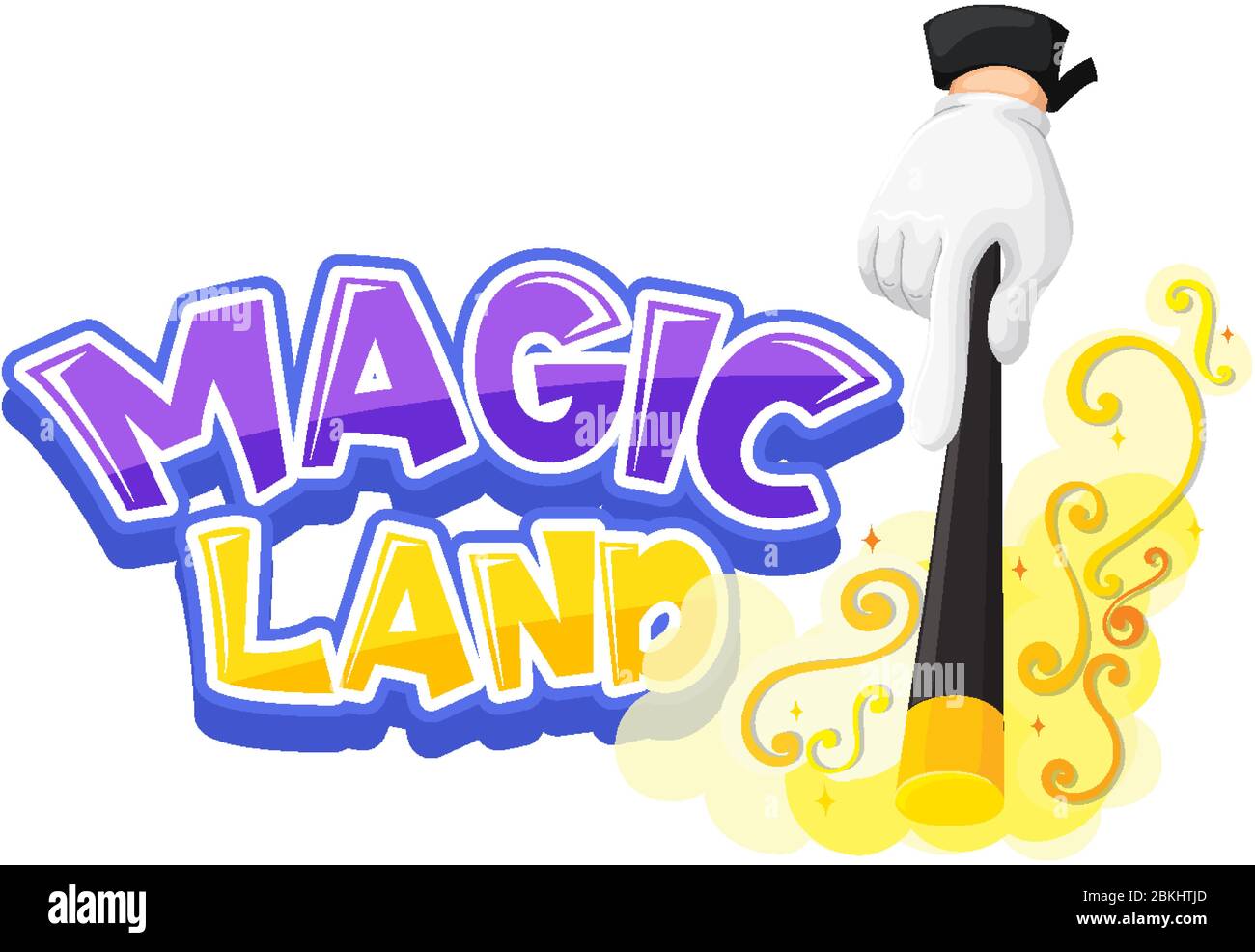 Font design for word magic land with magic wand illustration Stock ...