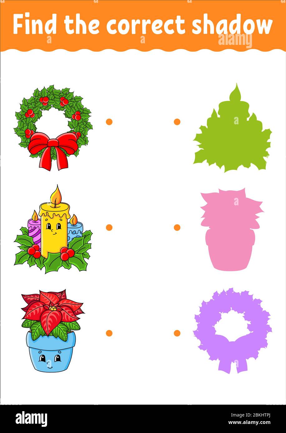 Find the correct shadow. Christmas theme. Education developing ...