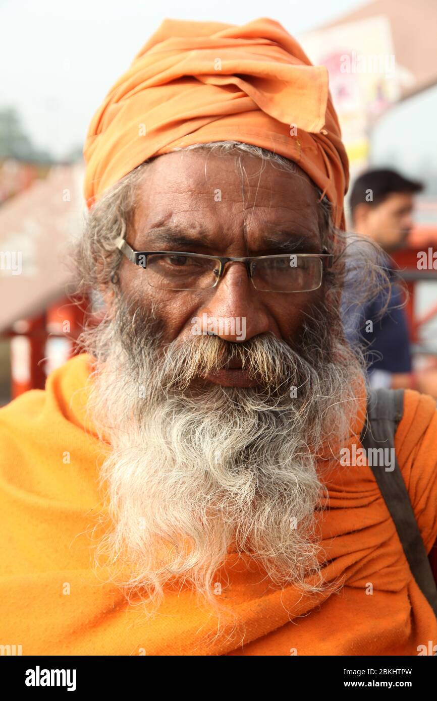 Indian Baba Swami Sadhu Holyman Saddhu in front of temple Haridwar ...