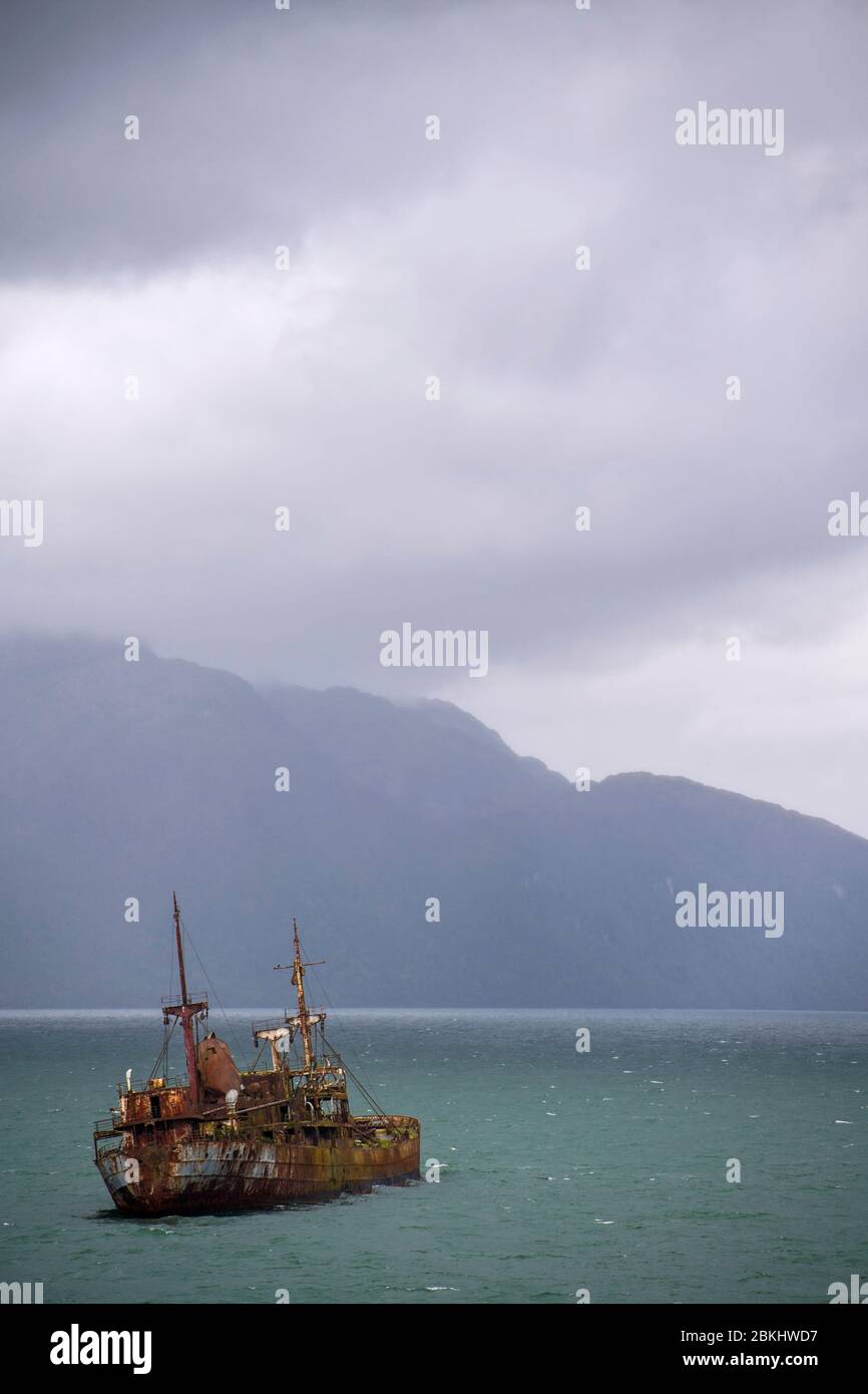 The Shipwreck of the Captain Leonidas in Messier Channel, Chile Stock ...