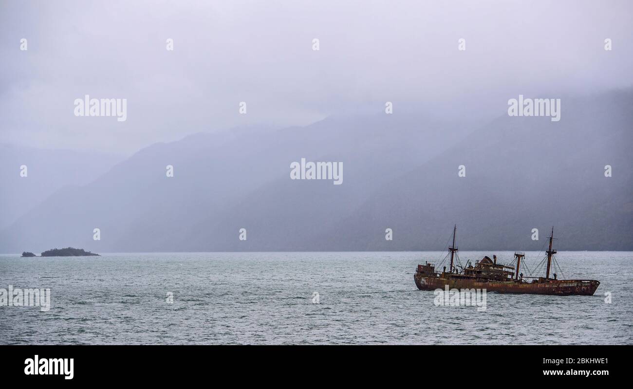 The Shipwreck of the Captain Leonidas in Messier Channel, Chile Stock ...