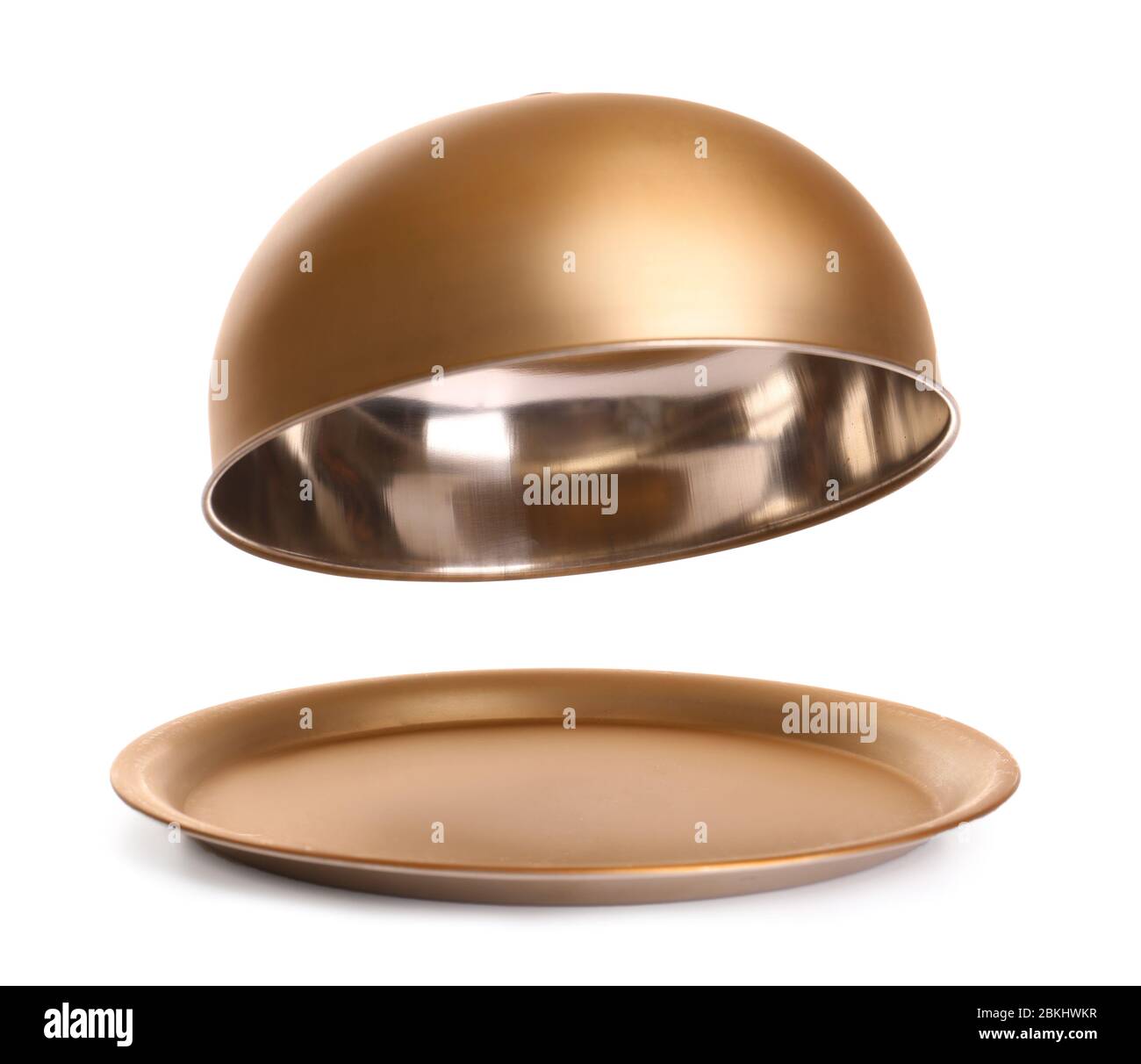 Tray and cloche on white background Stock Photo - Alamy