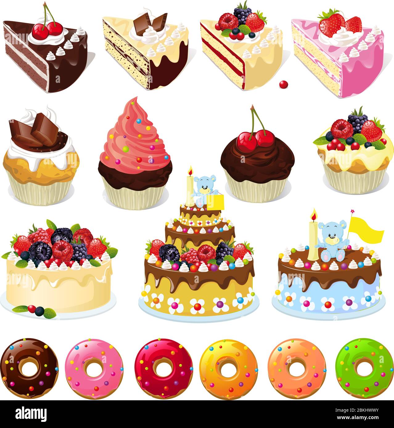 Set of sweets and cakes - vector illustration Stock Vector Image & Art ...