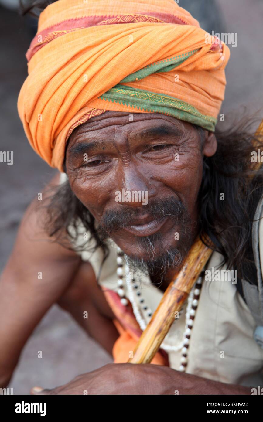 Indian Baba Swami Sadhu Holyman Saddhu in front of temple Haridwar ...