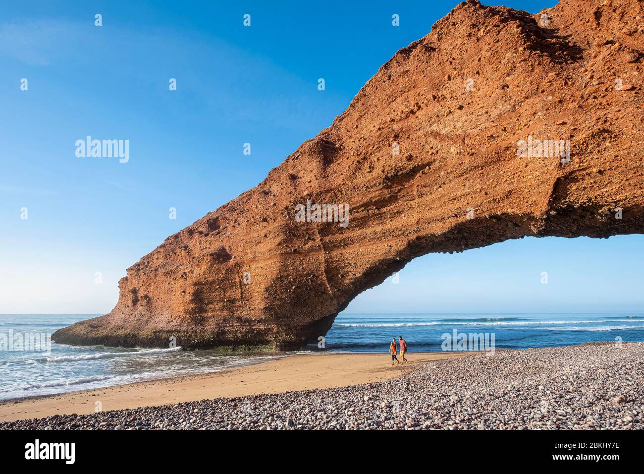 Morocco, Guelmim-Oued Noun region, Sidi Ifni beach, natural arch Stock ...