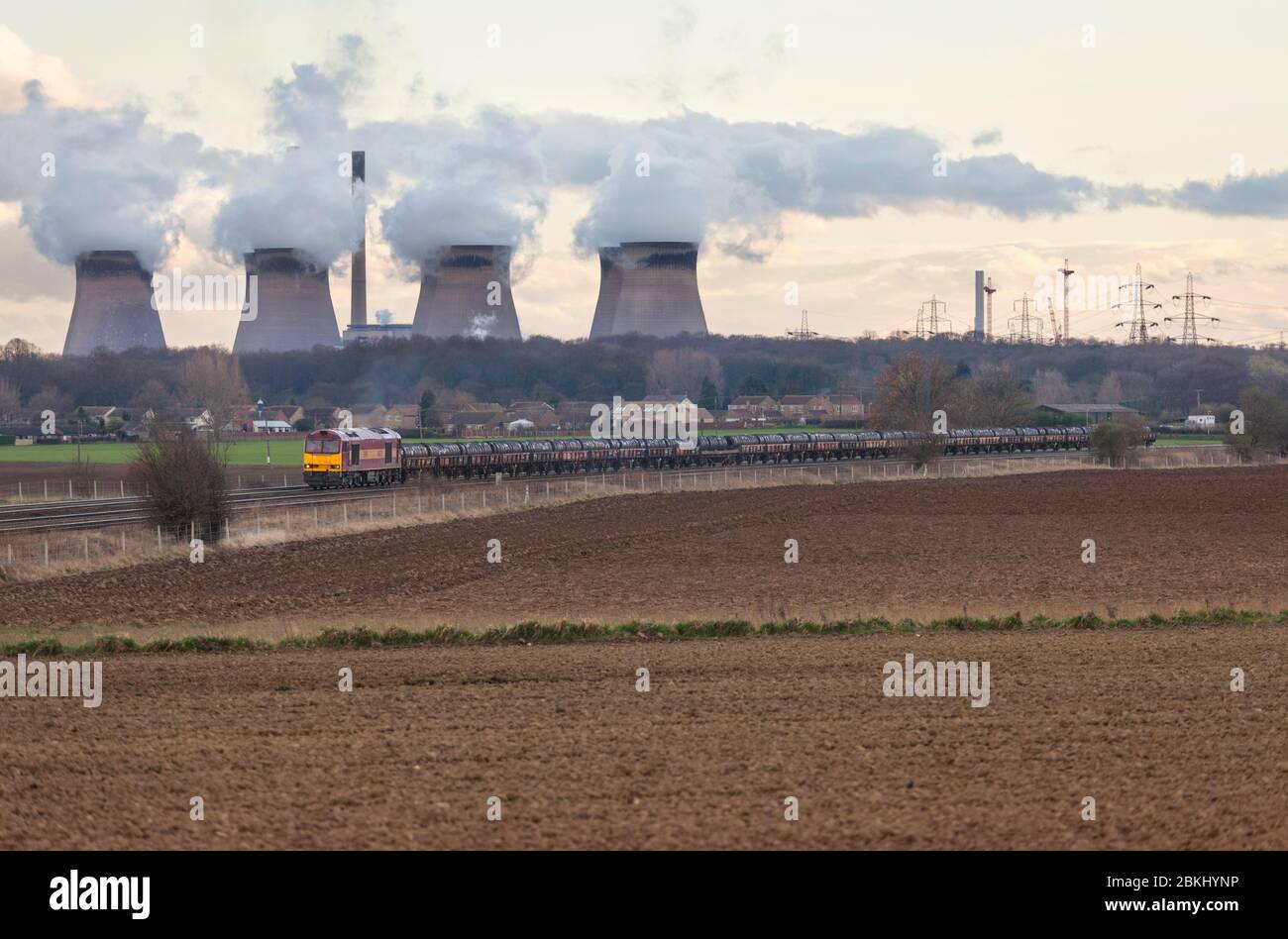 EWS / DB Cargo class 60 heavy freight locomotive 60035 passing Burton ...