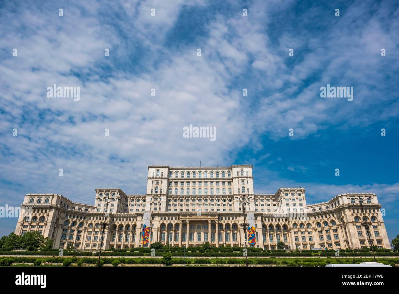 Romania, Muntenia, Bucharest, the palace of the parliament in soreal ...