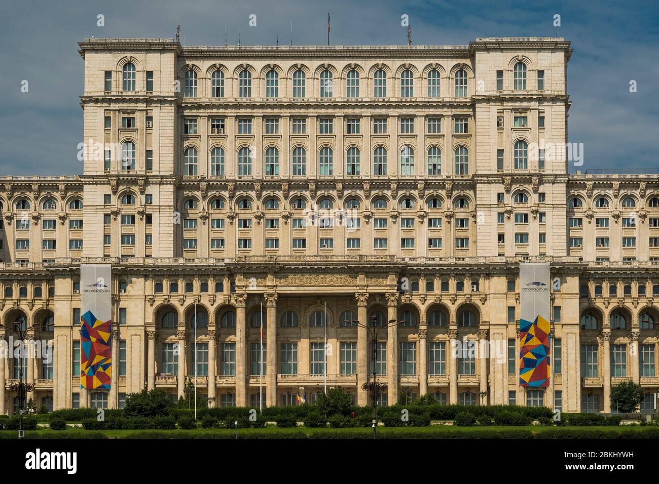 Romania, Muntenia, Bucharest, the palace of the parliament in soreal ...