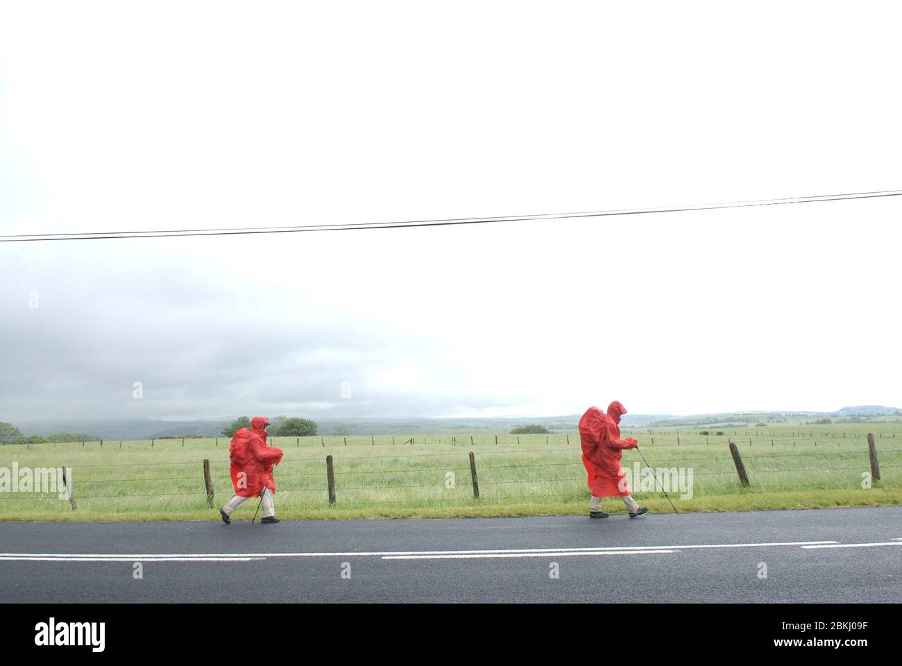 France, Aubrac plateau, pilgrim of Saint-Jacques-de-Compostelle Stock ...