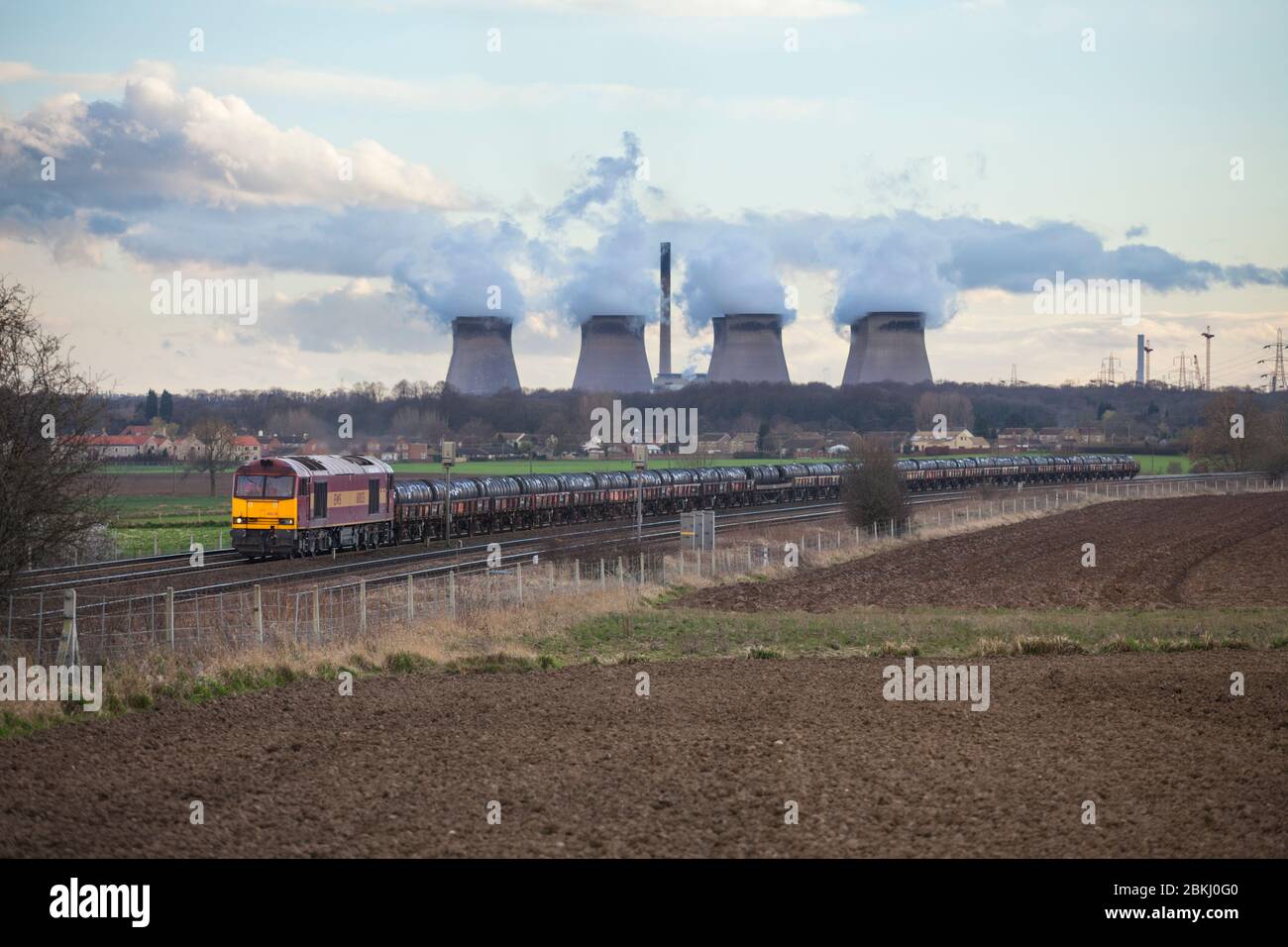 EWS / DB Cargo class 60 heavy freight locomotive 60035 passing Burton ...