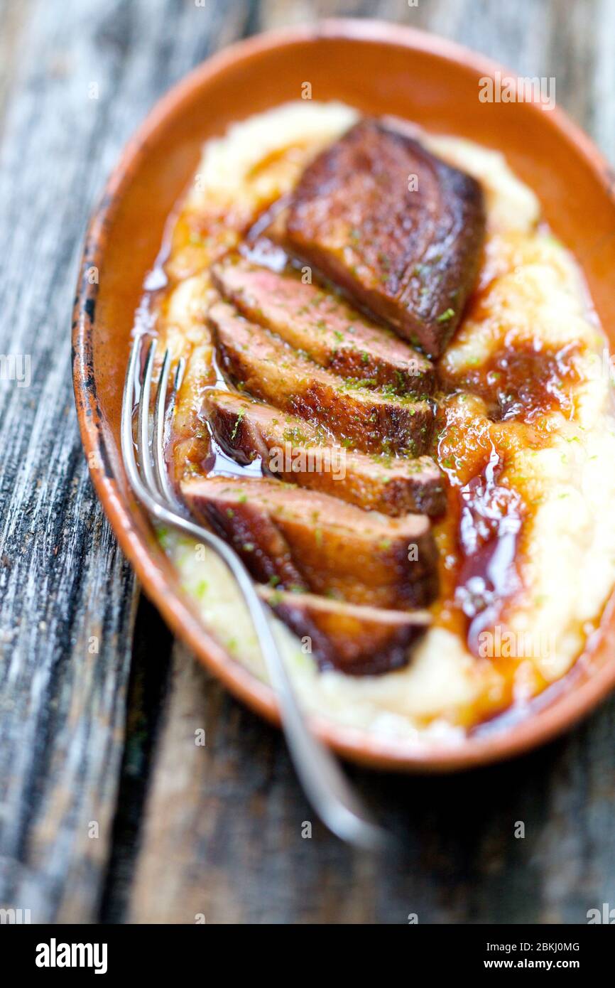 Celery lime wild duck fillet Stock Photo - Alamy