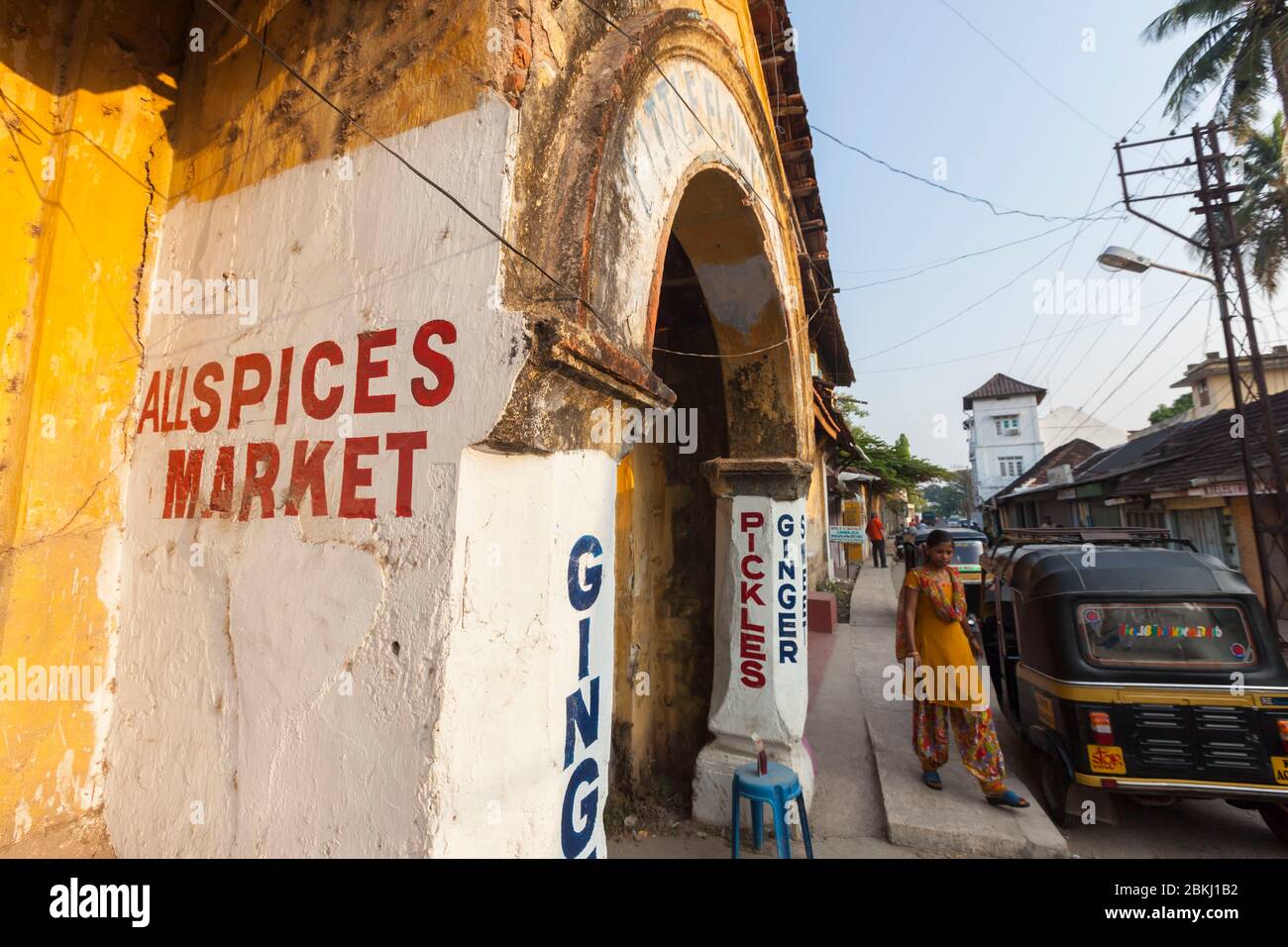 India, Kerala State, Kochi, district of Fort Cochin, spice market ...