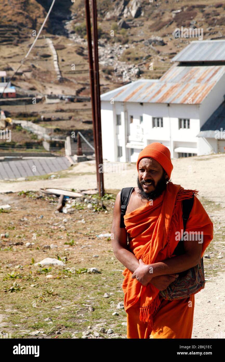 Indian Baba Swami Sadhu Holyman Saddhu in front of temple Haridwar ...