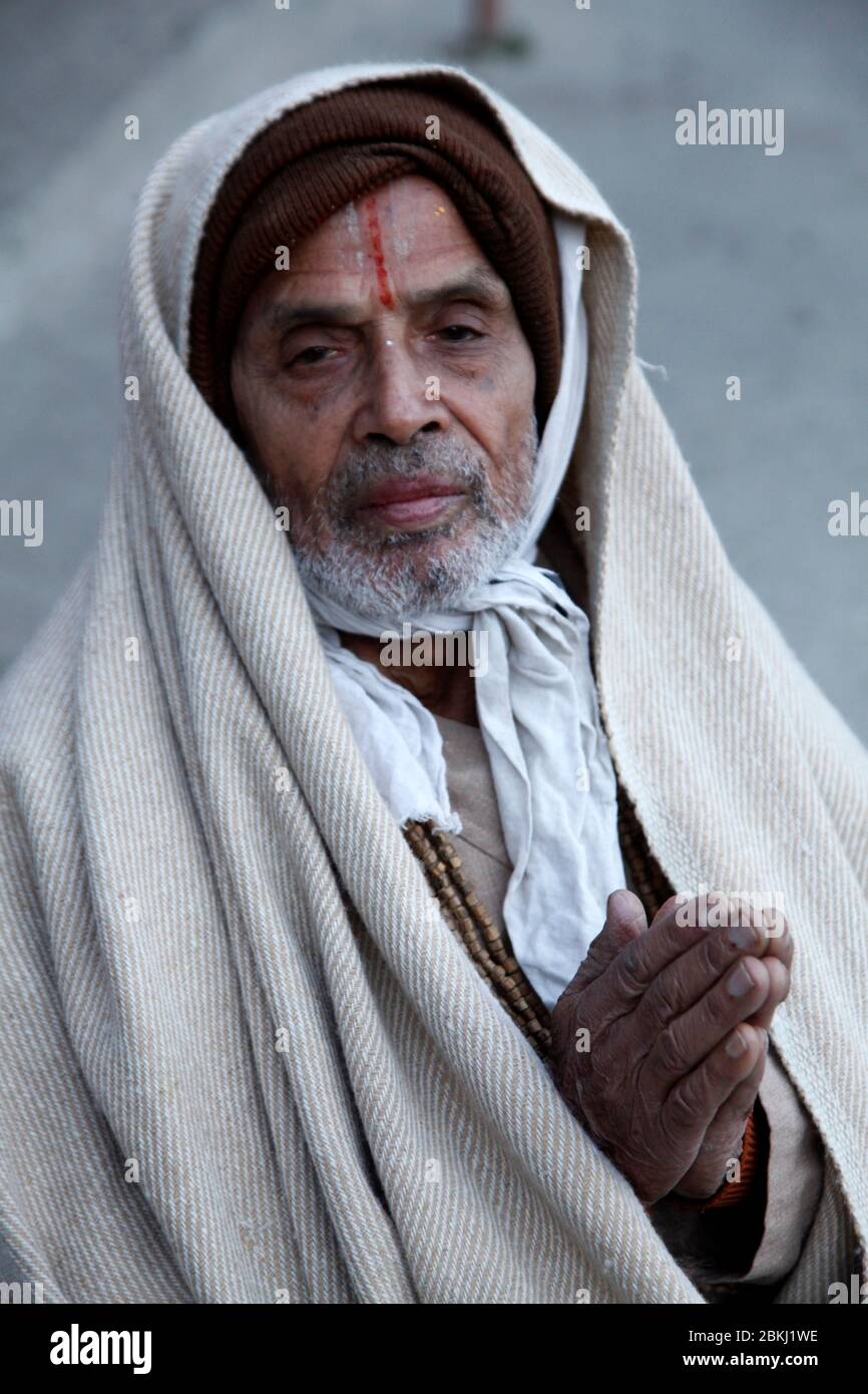 Indian Baba Swami Sadhu Holyman Saddhu in front of temple Haridwar ...