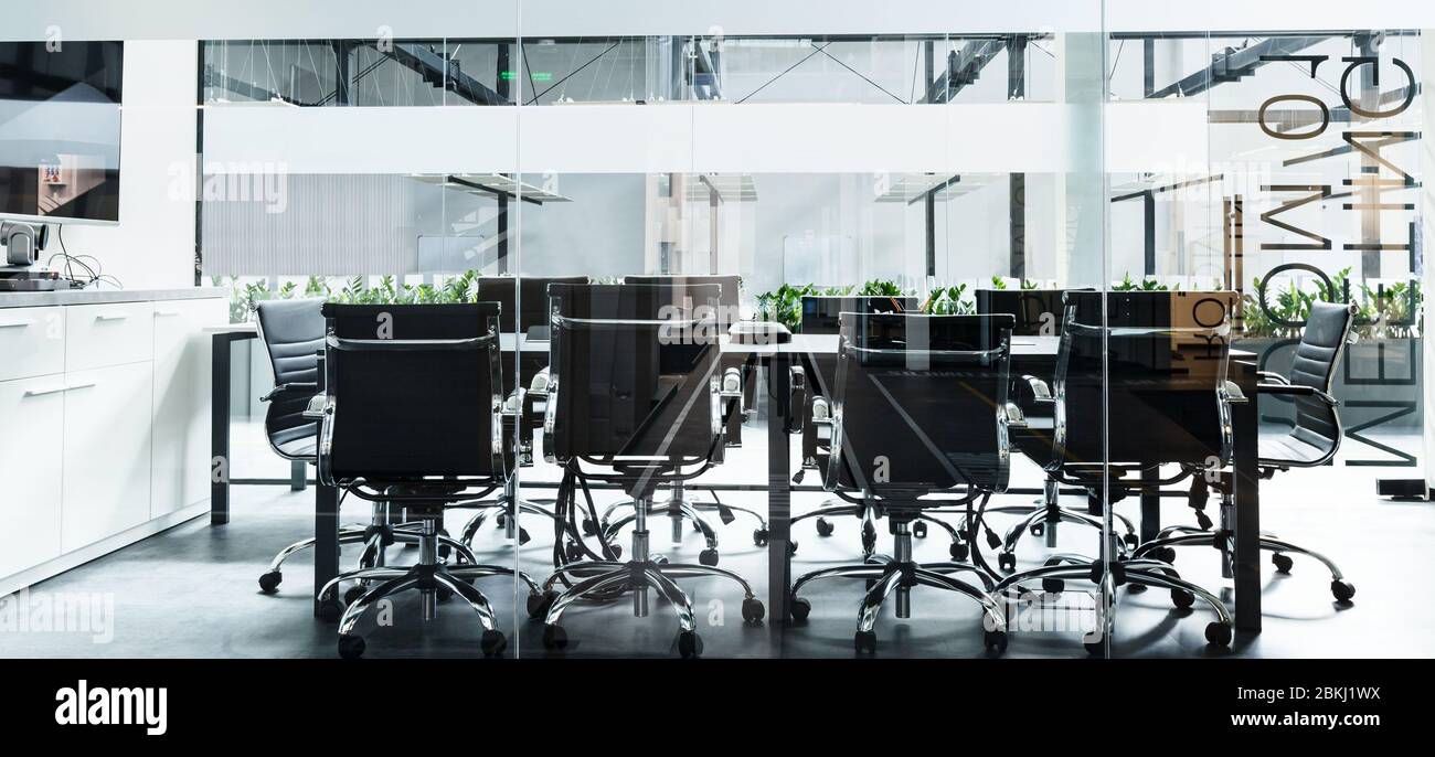 Meeting room for conferences in modern open space office Stock Photo ...