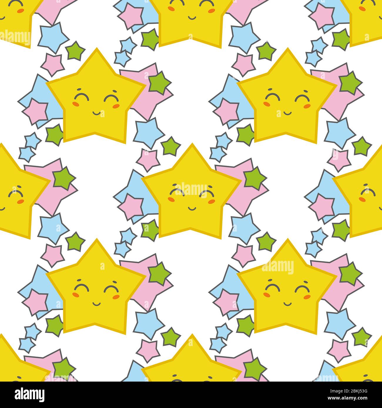 Colored seamless pattern with cute cartoon character. Simple flat ...